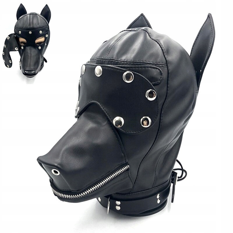 psia maska Dog zamek na ustach bdsm psa czarna - 12679208758 ...