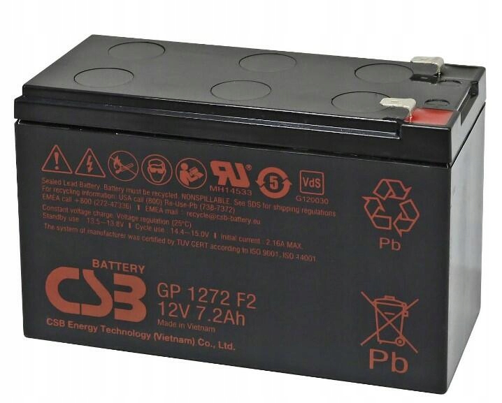 Akumulator żelowy CSB GP1272 F2 12V 7,2Ah - 12653100332 - oficjalne archiwum Allegro