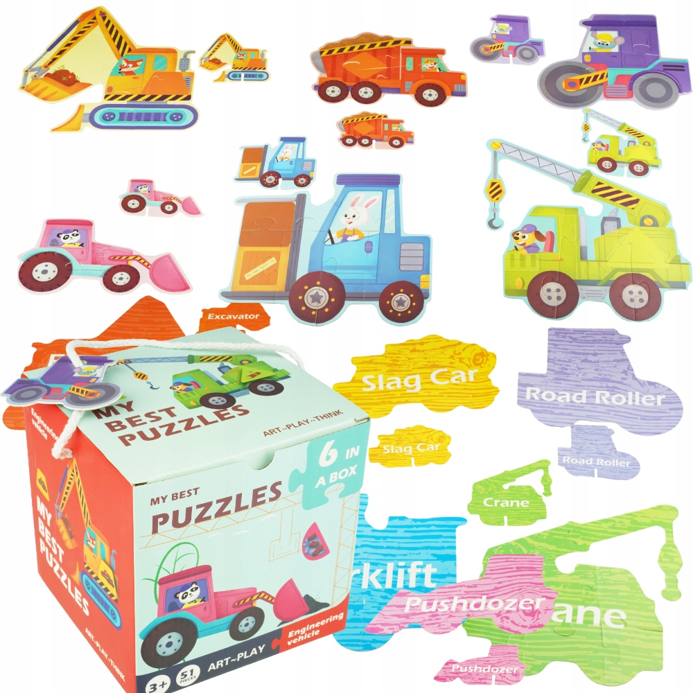 Puzzle Maszyny budowlane Koparka wywrotka walc - 11578932050 ...