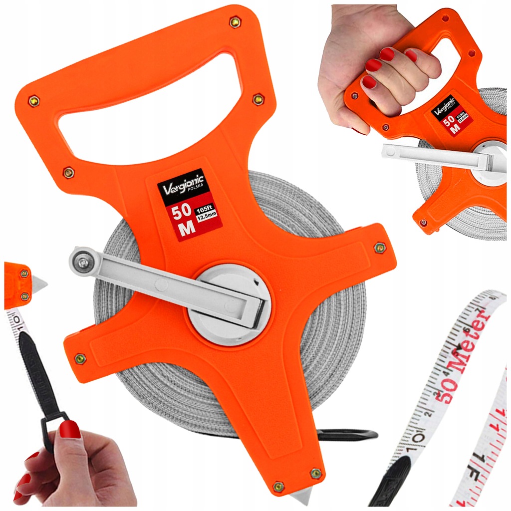 MIARA ZWIJANA TAŚMA MIERNICZA MIARKA Z RĄCZKĄ 50 m - 13528974941 - oficjalne archiwum Allegro