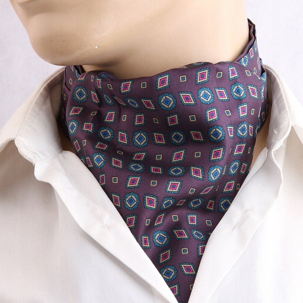 MUSZNIK JEDWABNY DWUSTRONNY FULAR PLASTRON MĘSKI - 13448576763 ...