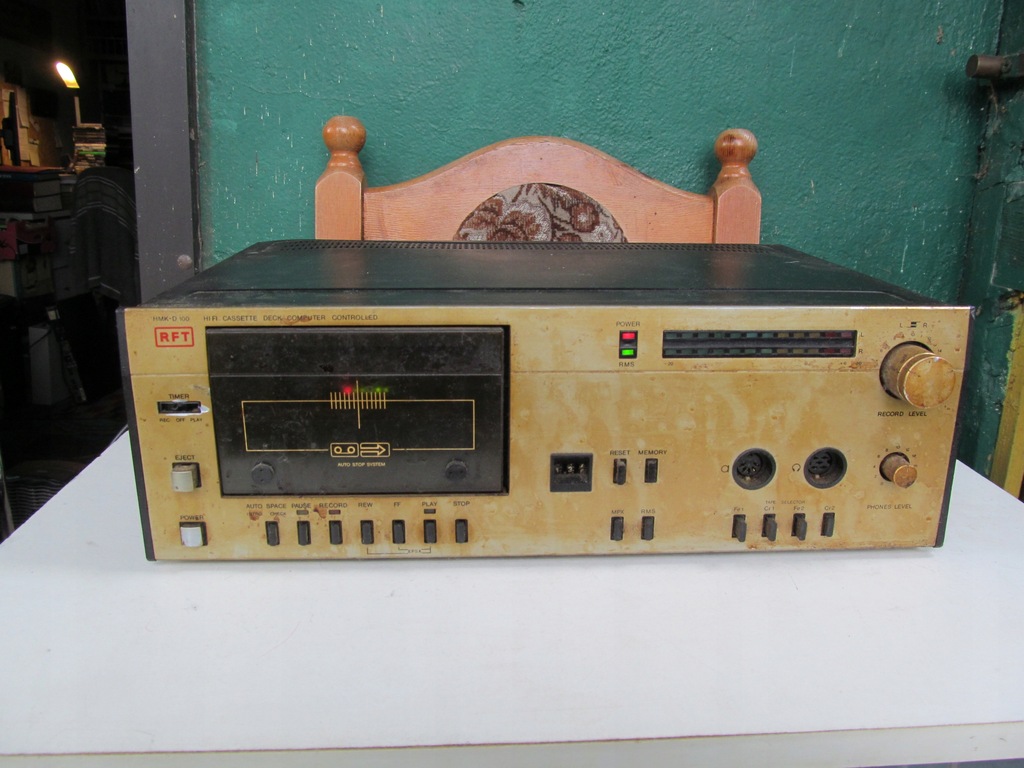 Magnetofon kasetowy RFT HMK-D-100 HiFi Deck DDR, automat, metalowy ...