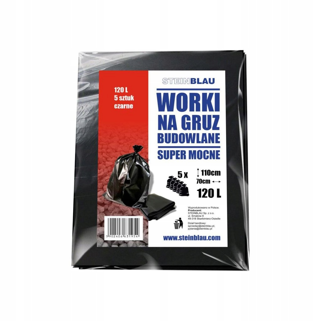 Worki SUPER MOCNE foliowe budowlane na gruz 120 l - 10066072613 ...