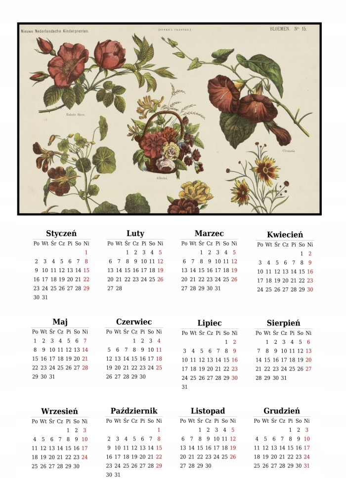 Kalendarz a4 2023 roczny botanika kwiaty rośliny - 12838978068 - oficjalne archiwum Allegro