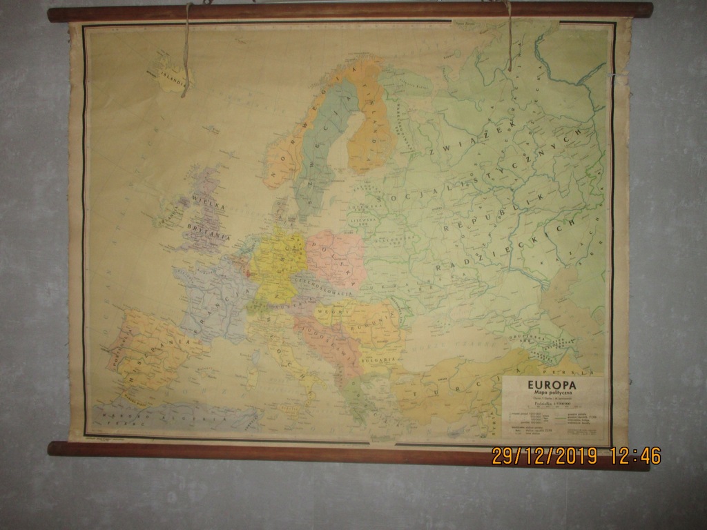 MAPA EUROPY GEOGRAFICZNA LOFT LATA 50-TE PRL - 8814147200 - oficjalne ...