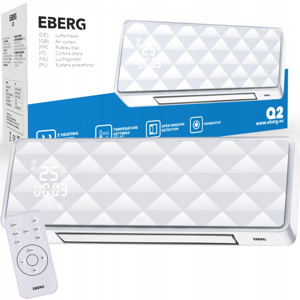 Kurtyna powietrzna EBERG Q2 grzejnik pilot LED 2KW - 12270262659 ...