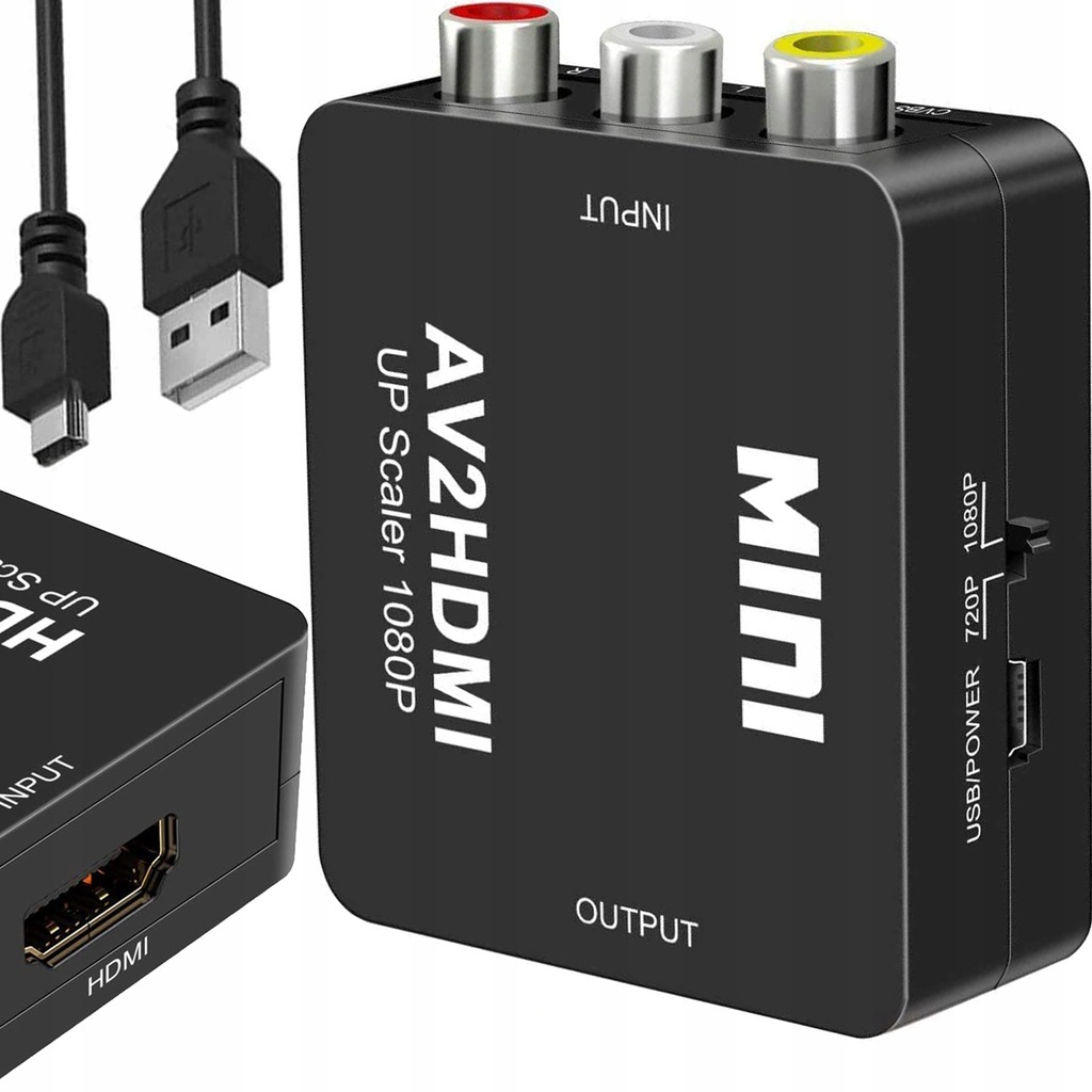 ADAPTER KONWERTER AV RCA CVBS CINCH do HDMI 1080p - 13675343803 ...