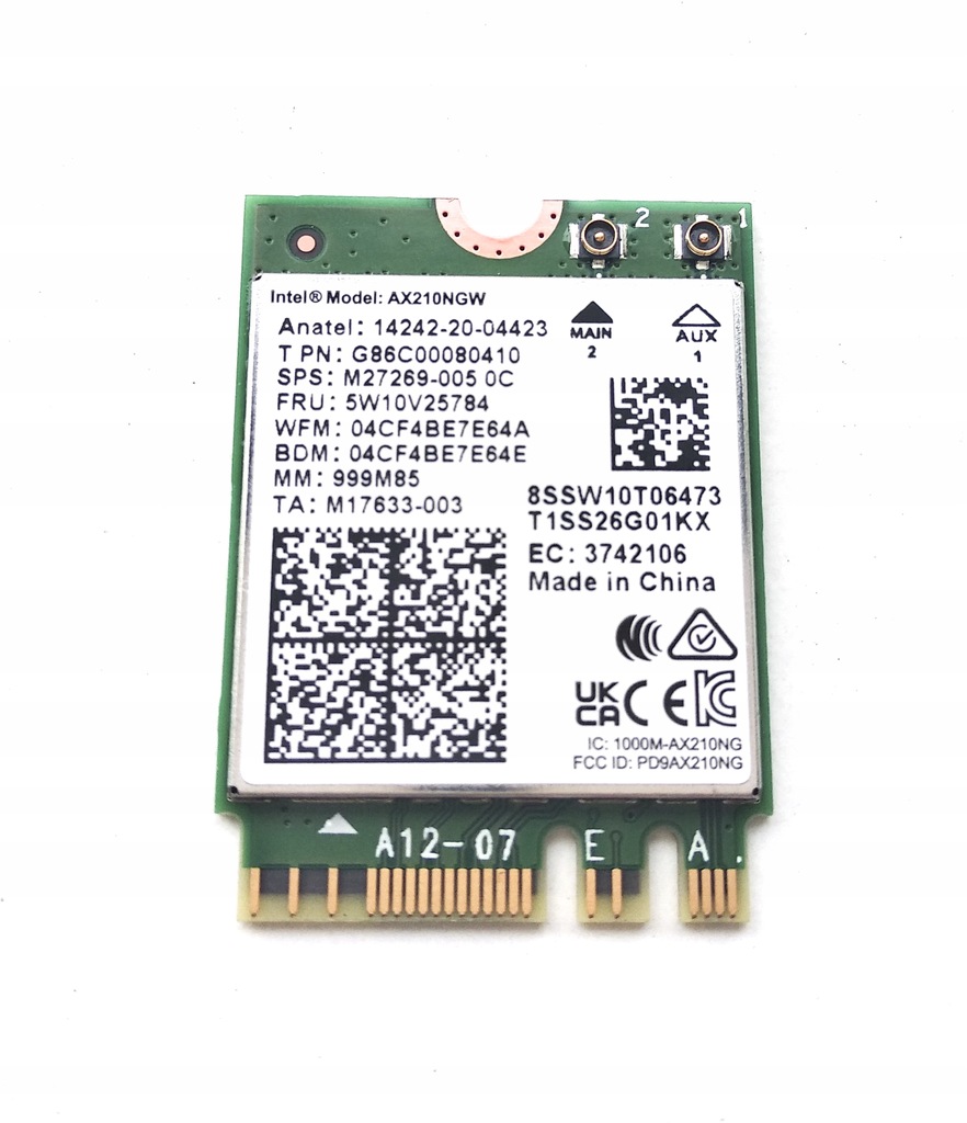 KARTA WI-FI 6E INTEL AX210 AX210NGWG.NV BT 5.2 No vPro złącze M.2 2230 - 14978800303 - oficjalne ...