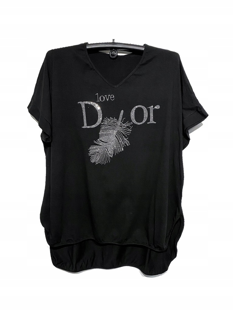 CZARNA BLUZKA TUNIKA CYRKONIE SREBRO 54 56 5XL - 13618306840 - oficjalne archiwum Allegro