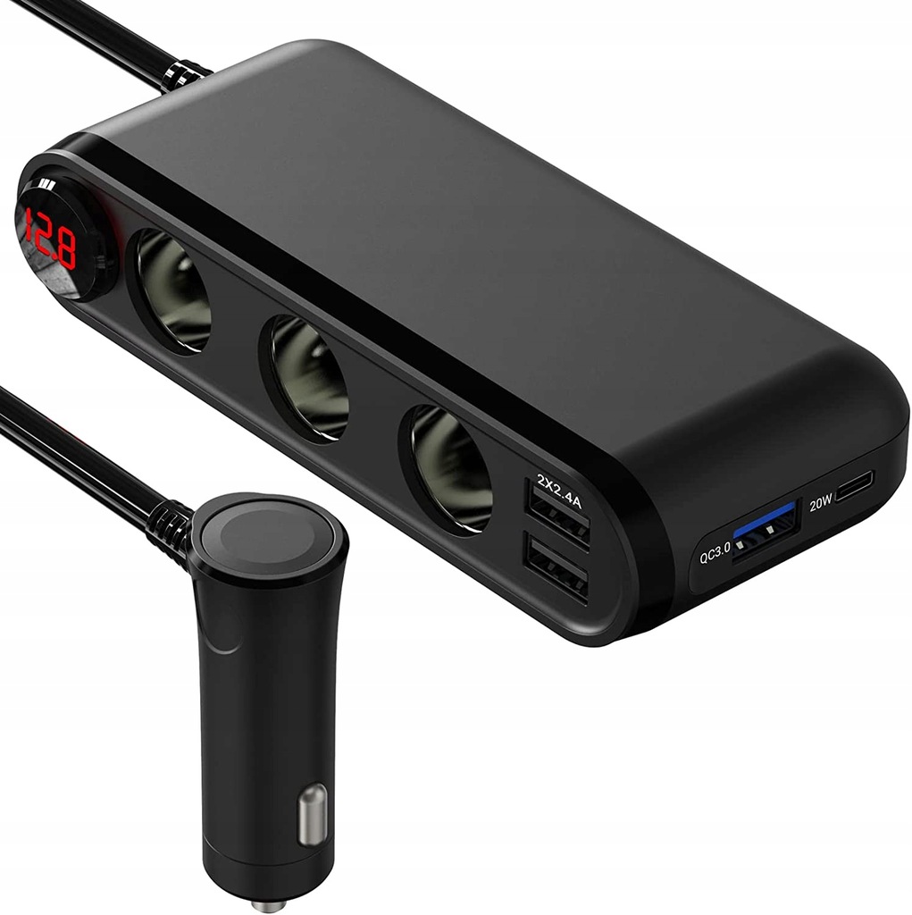 ROZDZIELACZ GNIAZDA ZAPALNICZKI 12V 24V USB 6.2A - 12588350896 - oficjalne archiwum Allegro