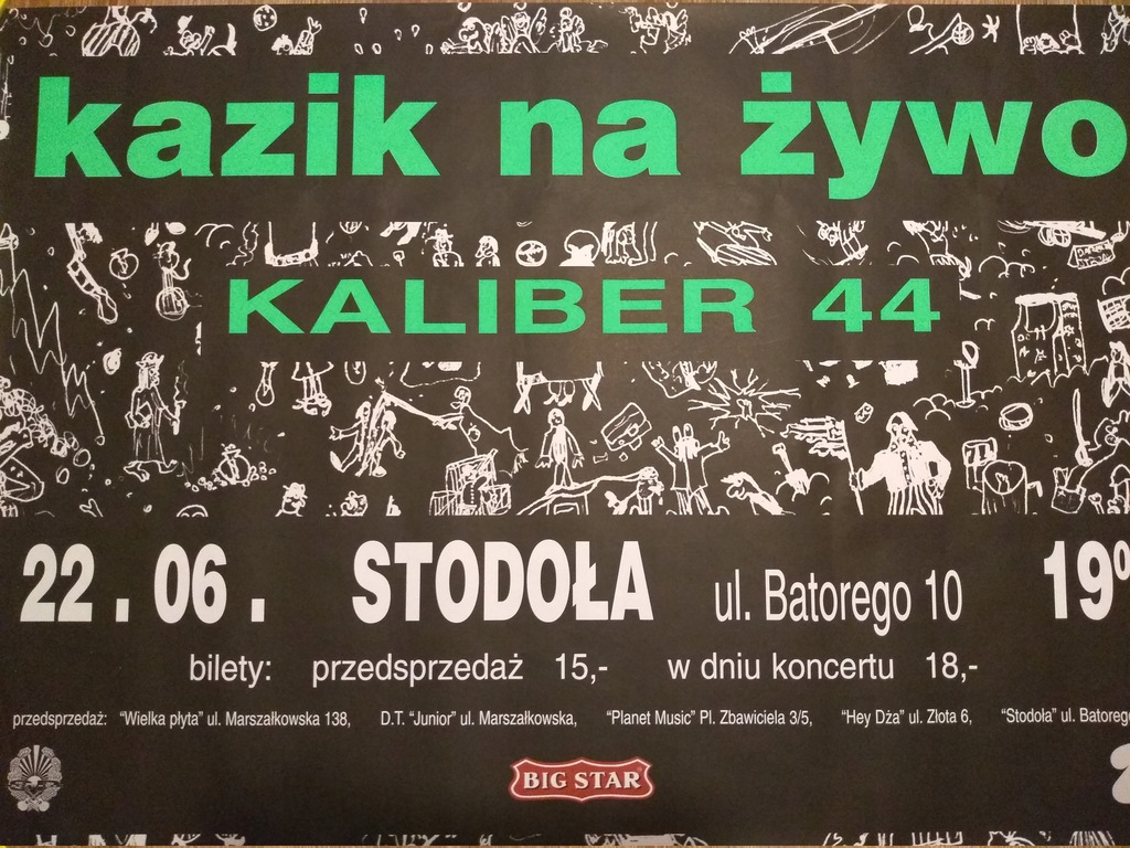 kazik na żywo - kaliber 44 - plakat nowy - unikat - 8795699204 ...