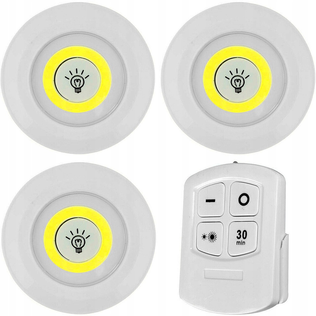 3x LAMPKA LED BEZPRZEWODOWA LAMPA NA BATERIE PILOT - 12782014848 ...