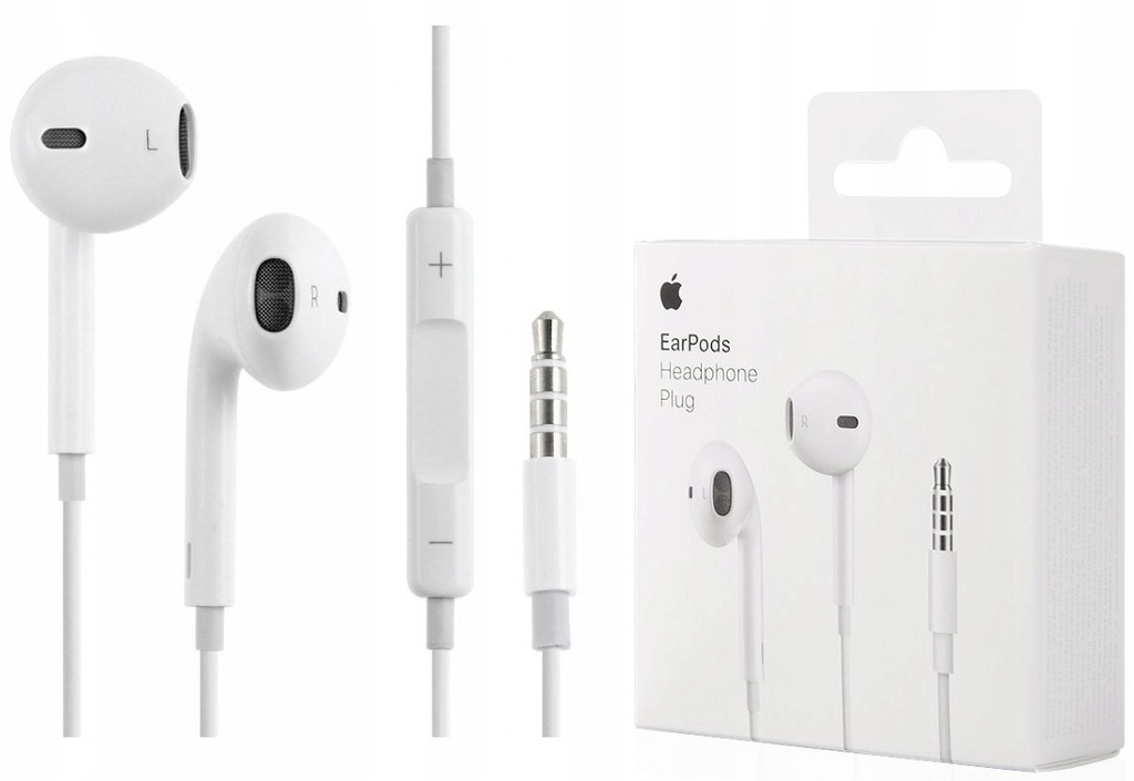 Słuchawki Apple EarPods MNHF2ZM/A Mini Jack 3.5mm - 12589104524 ...