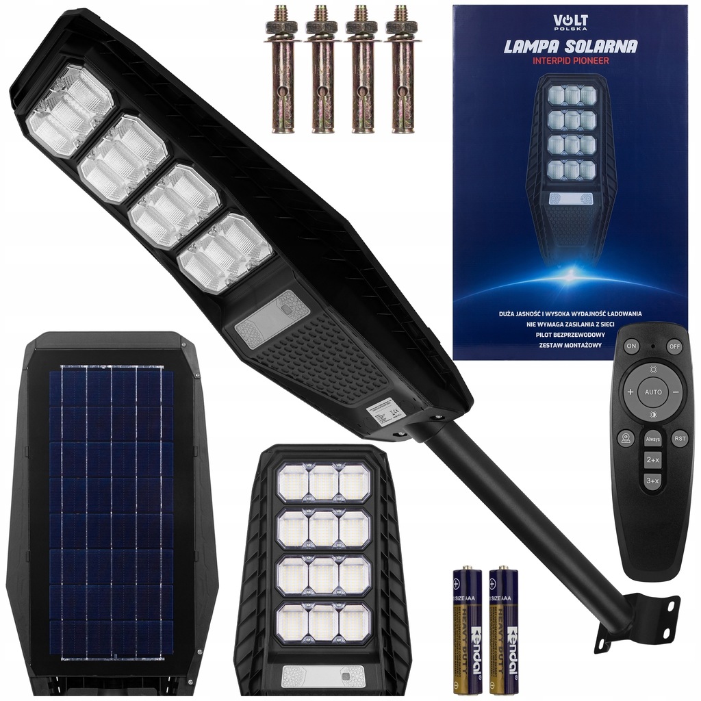 LAMPA SOLARNA ULICZNA LED 240W CZUJNIK RUCHU PILOT - 12776295939 - oficjalne archiwum Allegro