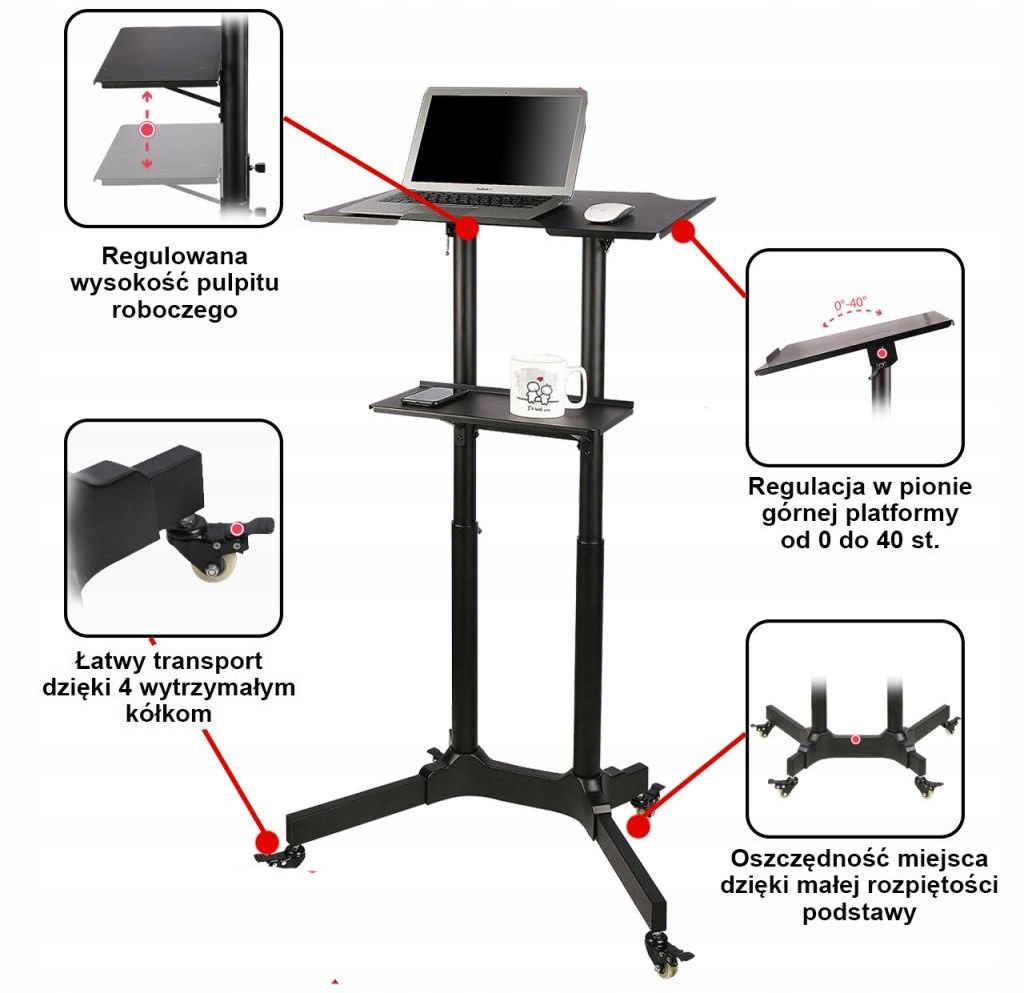 SKŁADANY STOLIK BIURKO POD LAPTOPA PC NA KÓŁKACH - 7671089290 ...