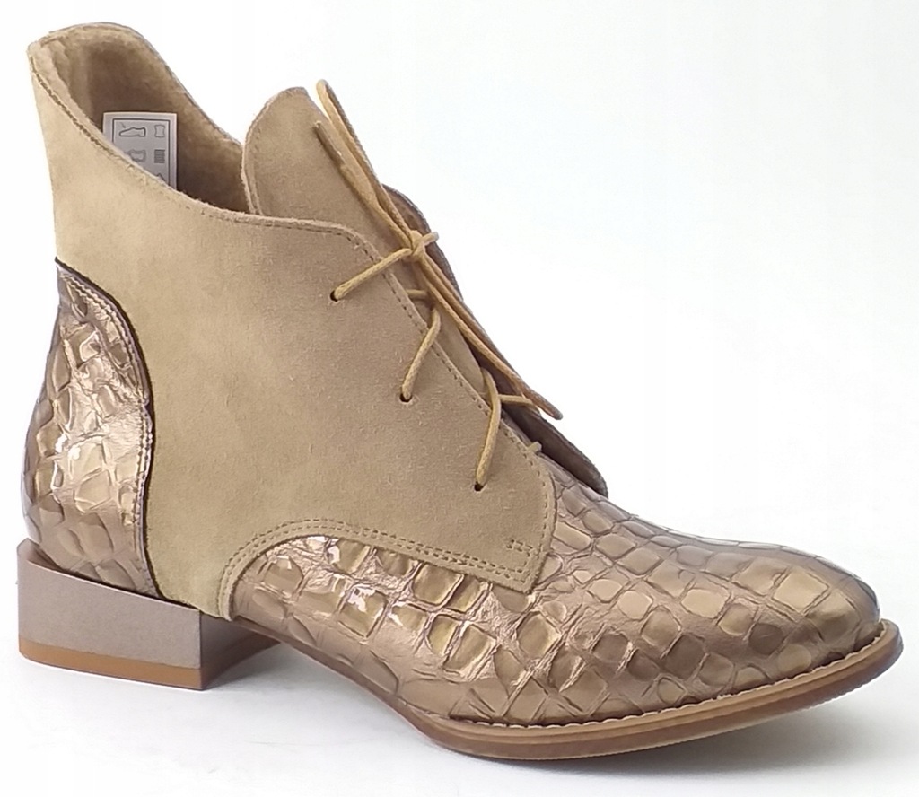 MACIEJKA 2878J BOTKI DAMSKIE TRZEWIKI BEŻOWE 41 - 12804379104 - oficjalne archiwum Allegro