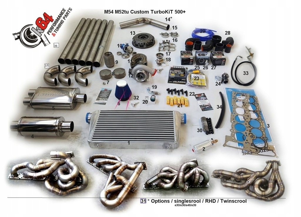 BMW TURBO KIT zestaw 500+ M54 M52 E46 e39 K64 - 7832589734 - oficjalne ...