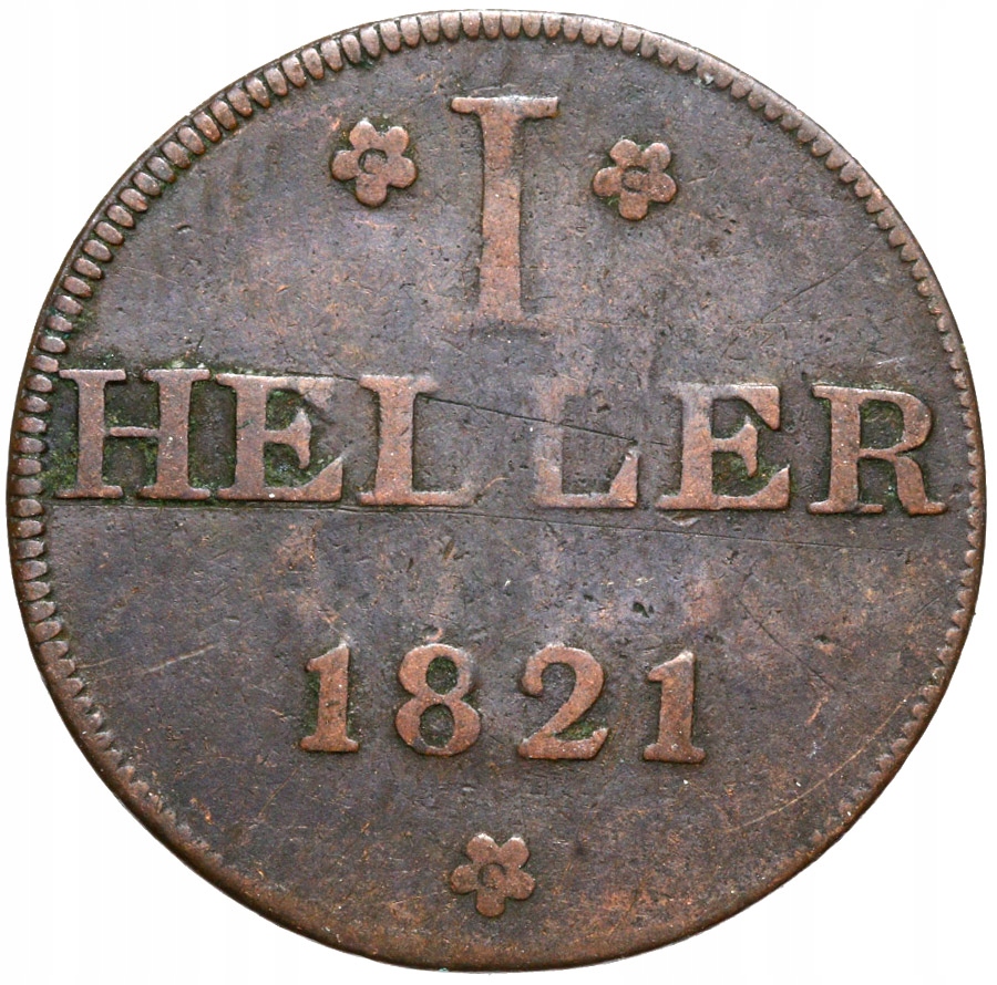 + Niemcy - Frankfurt - 1 Heller 1821 F - STAN ! - 9833803749 - oficjalne archiwum Allegro