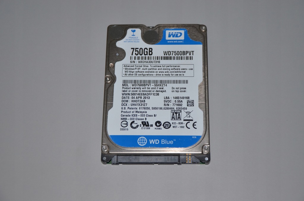 WD Western Digital Blue | WD7500BPVT 750GB SATA II - 13857501055 ...
