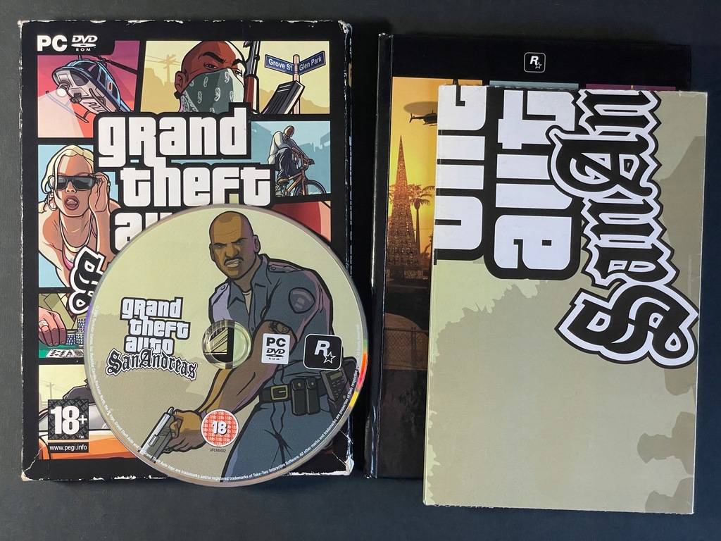 GRAND THEFT AUTO SAN ANDREAS GTA WYDANIE KARTONOWE + mapa i plakat GRA ...