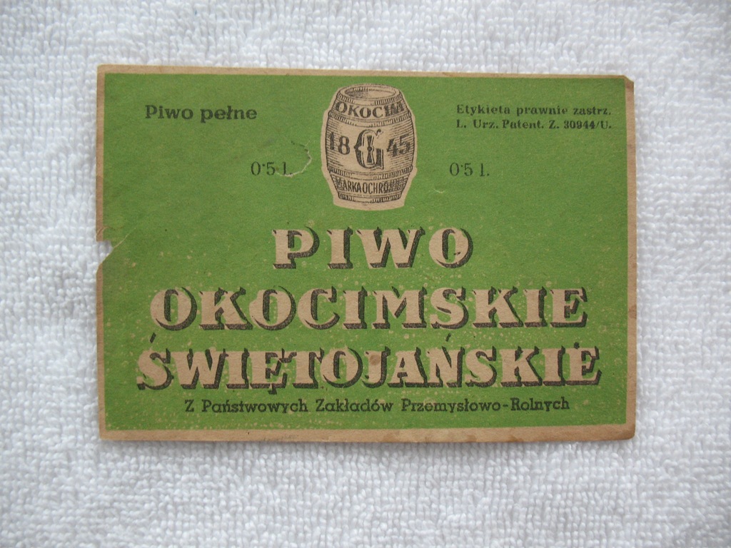 BROWAR OKOCIM PIWO ŚWIĘTOJAŃSKIE stara ETYKIETA PIWNA - 14857264806 - oficjalne archiwum Allegro