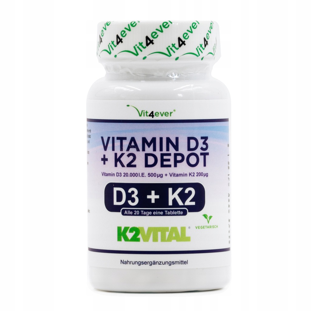 Witamina D3 20000 IU + Witamina K2 200 mcg 100 tab - 9839128659 - oficjalne archiwum Allegro