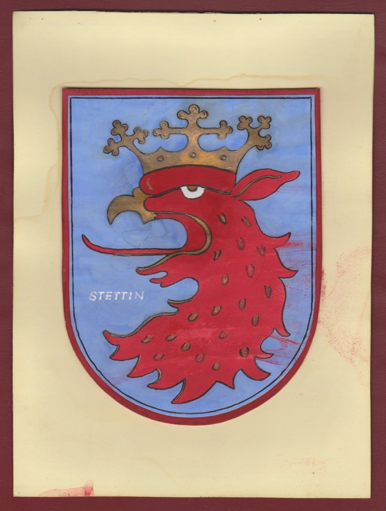 Szczecin Stettin herb miasta gryf akwarela gwasz złocenia - 14430426257 ...