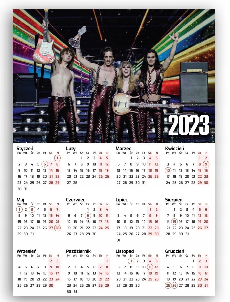 KALENDARZ PLAKATOWY A3 PDM MANESKIN 08 2023 - 12711641956 - oficjalne archiwum Allegro