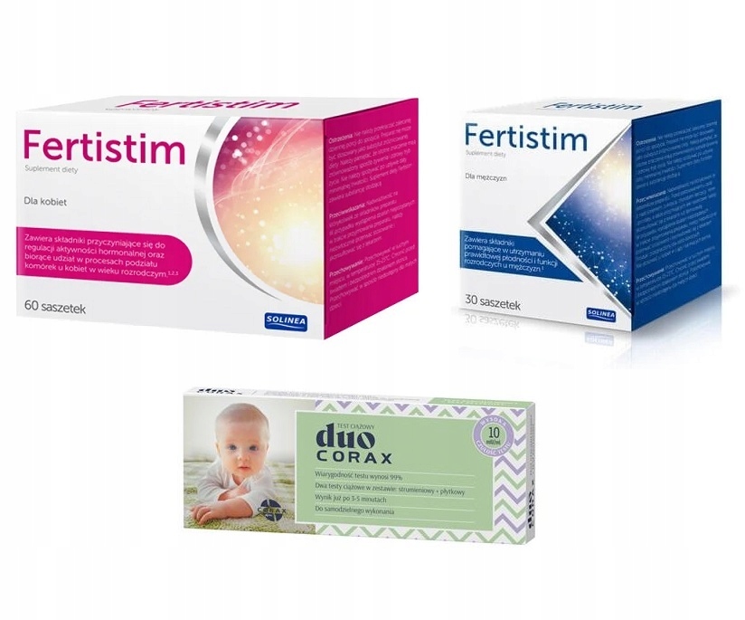 FERTISTIM DLA KOBIET/MĘŻCZYZN PŁODNOŚĆ SOLINEA + Test ciążowy DUO Corax ...
