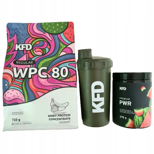 KFD ZESTAW białko WPC 750 g + KFD PWR 375 g + KFD Shaker 750 ml - 14415110466 - oficjalne ...