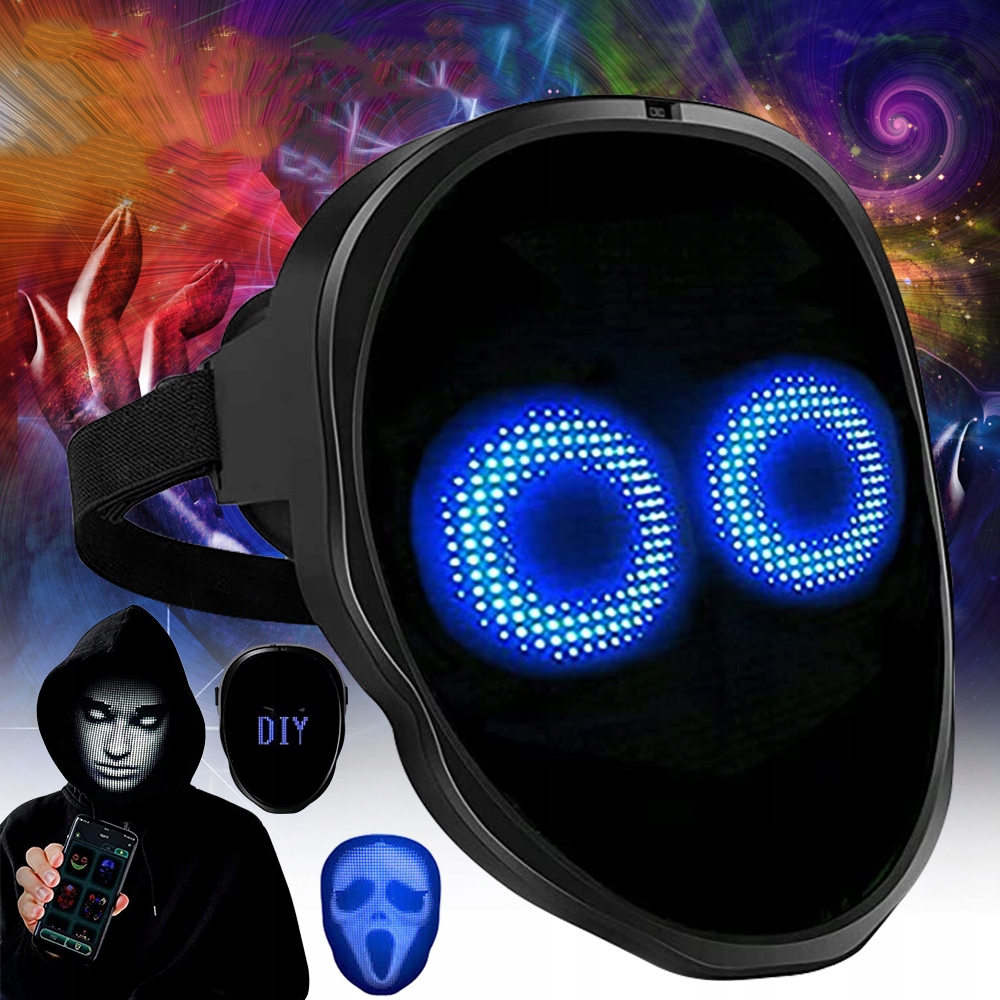 MASKA LED Z PROGRAMOWANIEM BLUETOOTH I ZMIANY TWARZY ZA POMOCĄ GESTÓW ...