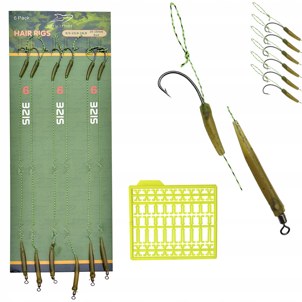 6 x PRZYPON KARPIOWY Z WŁOSEM PLECIONKA HAK r 6 - 12717036146 - oficjalne archiwum Allegro