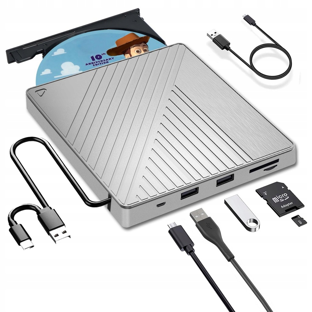 NAPĘD ZEWNĘTRZNY CD-R DVD-ROM RW USB NAGRYWARKA ODTWARZACZ DO LAPTOPA ...