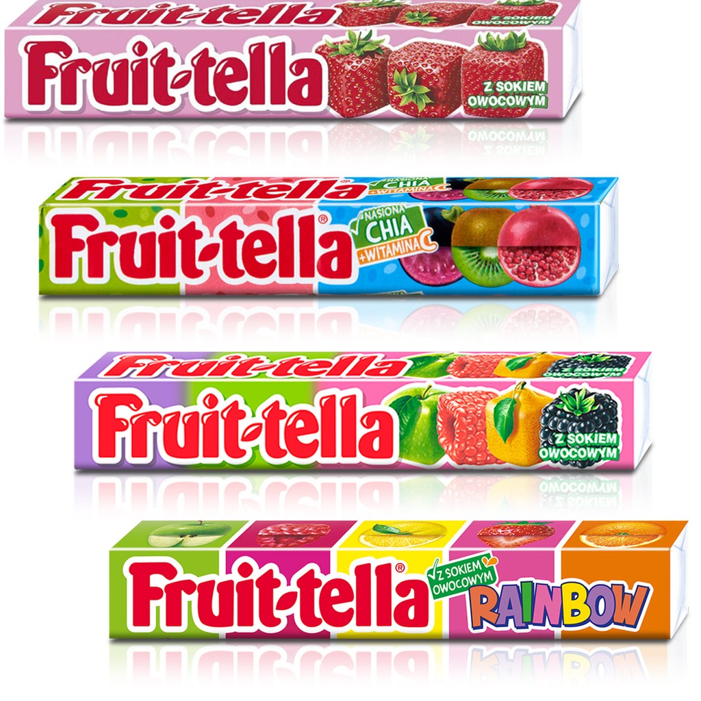 Fruittella cukierki do żucia mix smaki truskawka chia rainbow owocowe 4x41g - 13804643822 ...