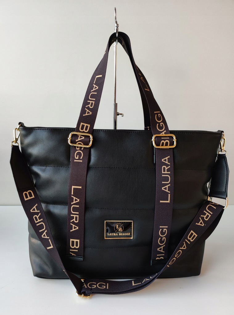 Laura Biaggi torba torebka shopper pikowana czarna - 11523755763 - oficjalne archiwum Allegro