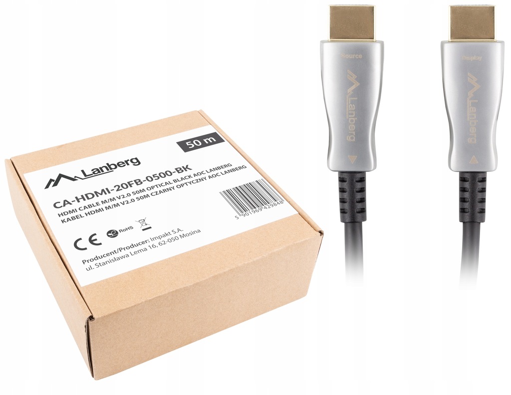 KABEL HDMI OPTYCZNY PRZEWÓD DO TRANSMISJI PREMIUM AOC 4K 60HZ 50M ARC HDR - 15815967211 ...