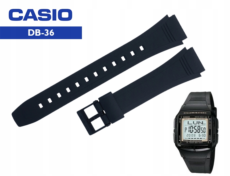 Oryginalny pasek CASIO DB-36 czarny teleskopy 18mm - 12233906736 - oficjalne archiwum Allegro