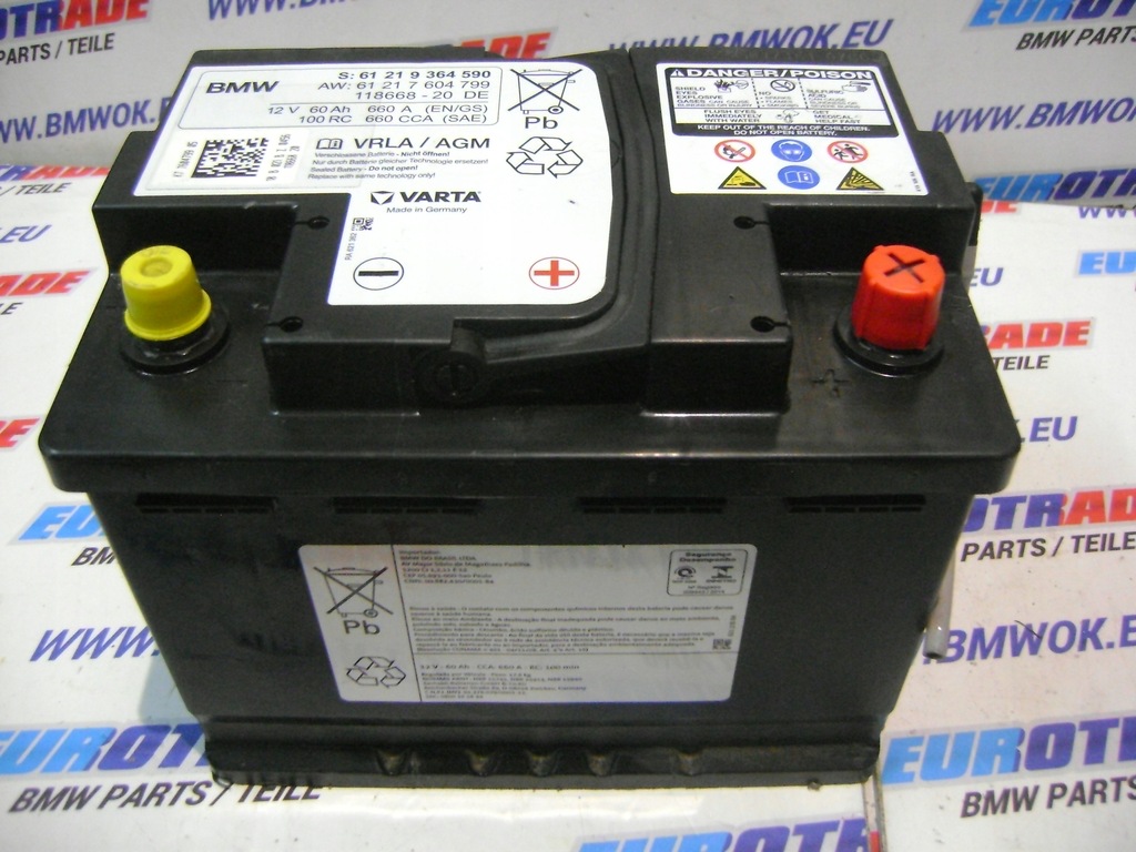 BMW AKUMULATOR 60Ah 660A BEZOŁOWIOWY VRLA / AGM - 11572118345 ...
