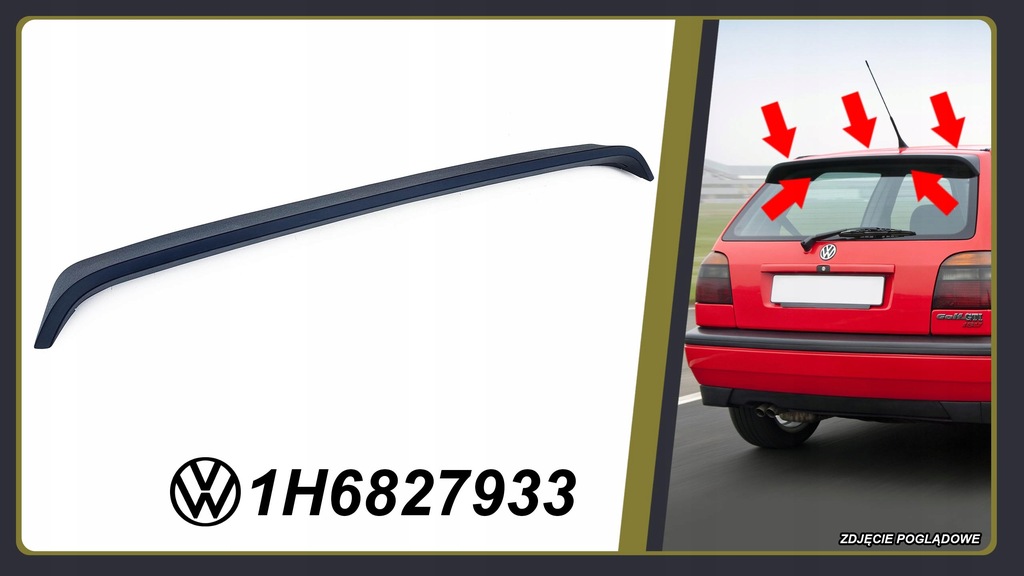 VW Golf mk3 3 III spoiler lotka tylnej klapy szyby GTI oryginał ...