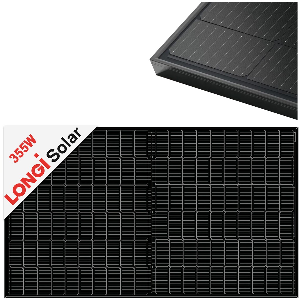 PANEL FOTOWOLTAICZNY moduł PV słoneczny czarna rama 355W Full Black LONGI - 15170346544 ...