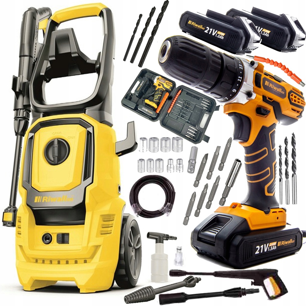 SAMOSSĄCA MYJKA CIŚNIENIOWA RIWALL 230 BAR Turbo Wkrętarka Akumulatorowa - 15622947854 ...