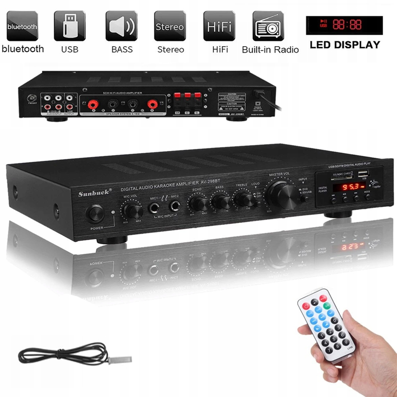 AMPLITUNER WZMACNIACZ HI-FI STEREO BLUETOOTH RADIO CYFROWY WZMACNIACZ USB - 16930329319 ...