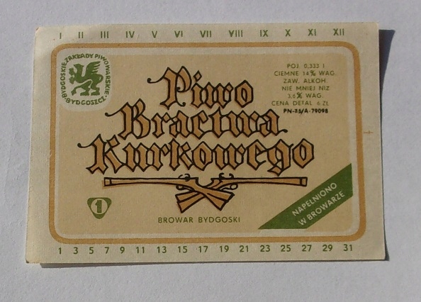 stara etykieta piwo Bractwa Kurkowego czasy PRL - 8566043830 - oficjalne archiwum Allegro