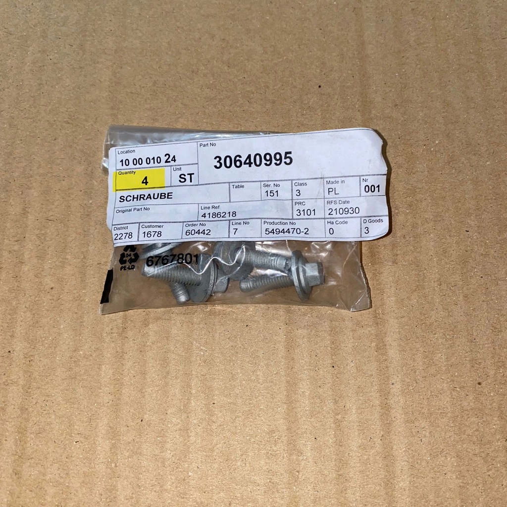 VOLVO V60 S60 S90 XC40 ŚRUBY WSPORNIKA MOCUJĄCEGO - 11502468838 ...