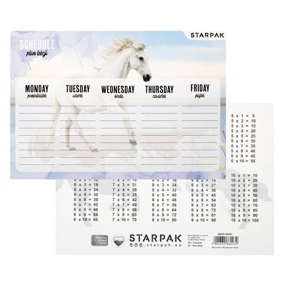 Plan lekcji z tabliczką mnożenia A5 Horses STARPAK - 14064642928 - oficjalne archiwum Allegro