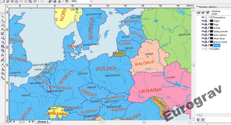 MAPA UE, MAPKA PAŃSTW UNII EUROPEJSKIEJ WEKTOR CDR - 5669090698 ...