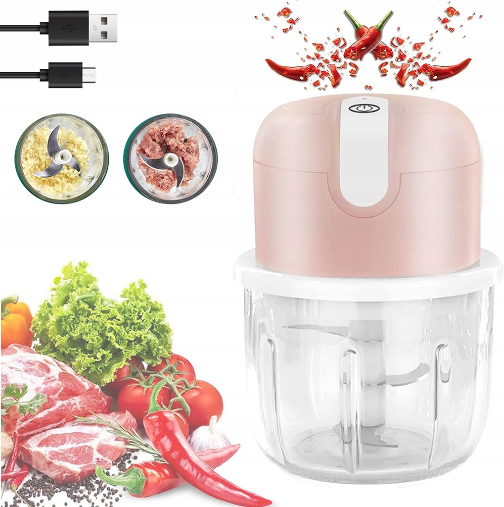 SIEKACZ ELEKTRYCZNY MINI CHOPPER USB DO CEBULI WARZYW OWOCÓW ORZECHÓW ...