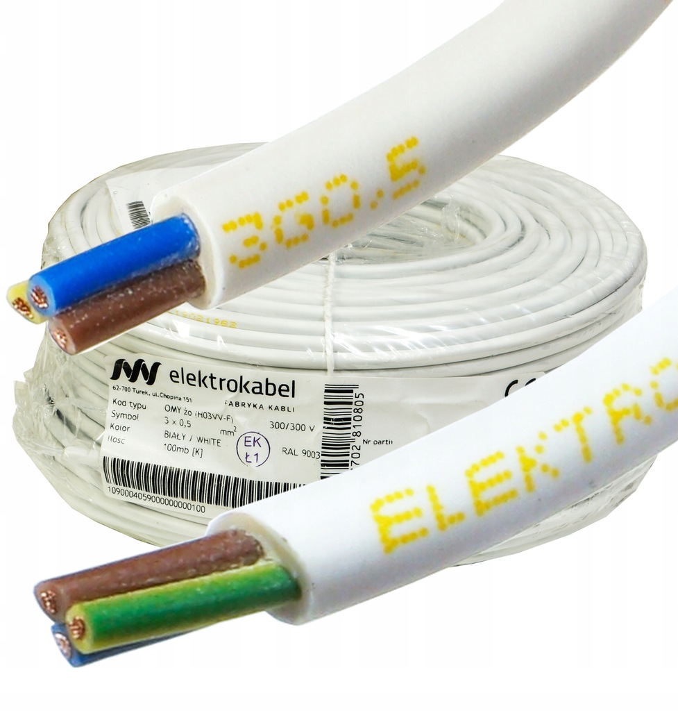 PRZEWÓD OMY 3x0,5 mm 300/300V Linka CU 100m okrągł - 7196716008 - oficjalne archiwum Allegro