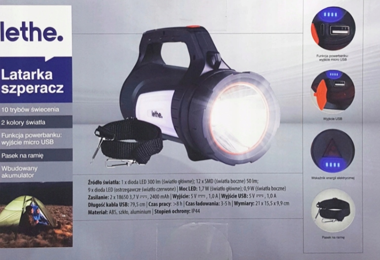 LETHE Latarka szperacz z funkcją powerbanku - 10959569481 - oficjalne ...