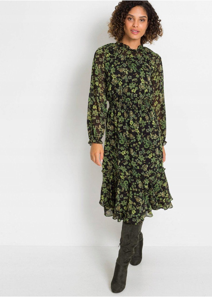 BODYFLIRT MIDI SZYFONOWA SUKIENKA ZE WZOREM 44 XXL - 13751784046 ...